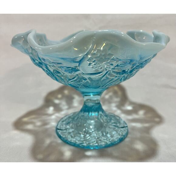 Fenton | Dining | Vintage Fenton Art Glass Blue Opalescent Tulip Water ...